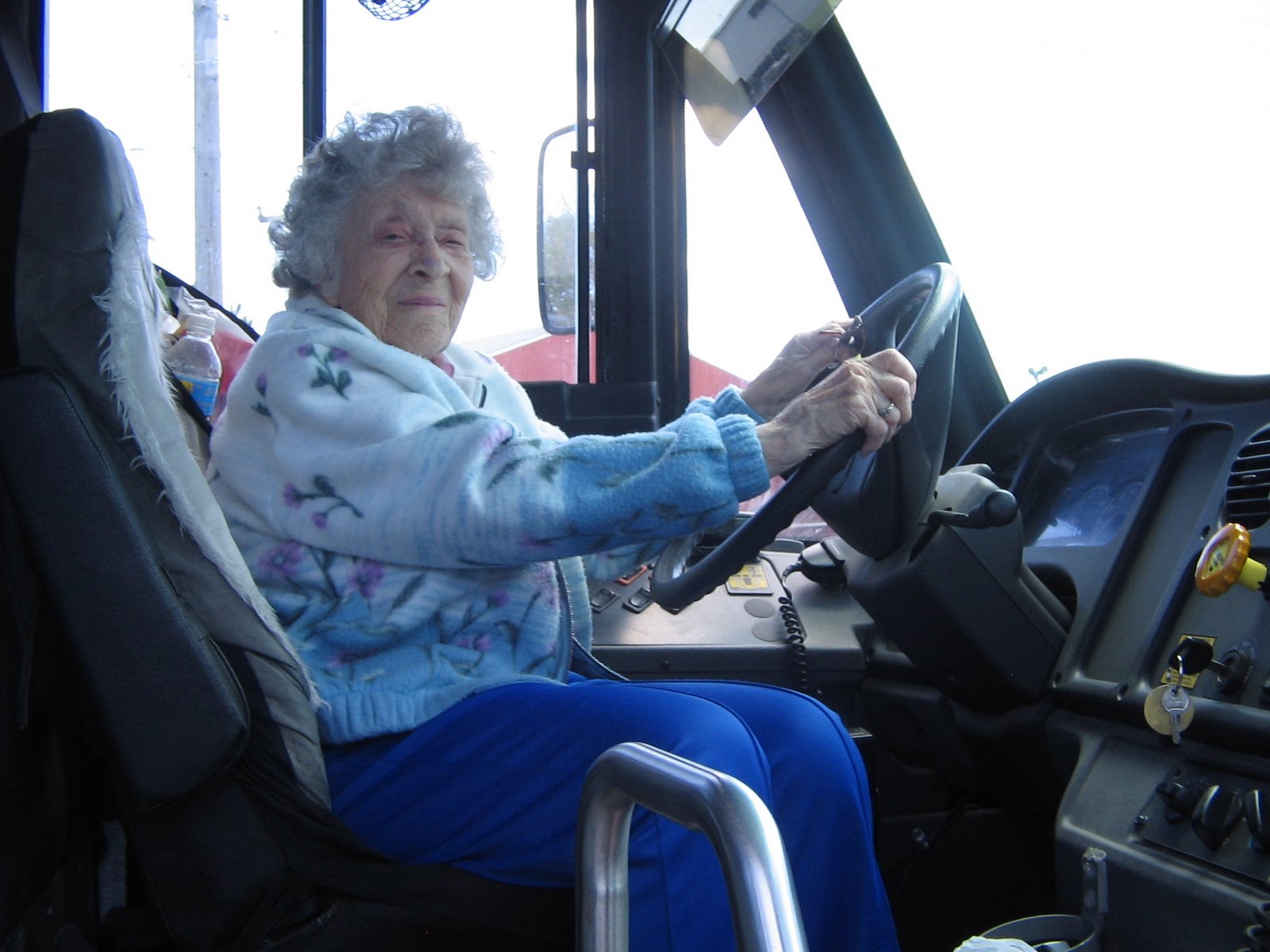 Mrs. Elsie Davis, bus driver from 1961-1982, meets the new generation ...